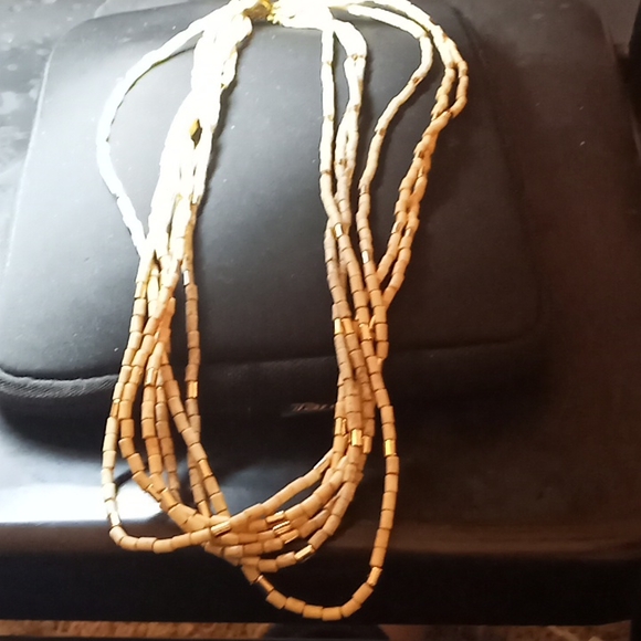 Source Unknown | Jewelry | Vintage Plastic Tan And Metal Color Necklace ...